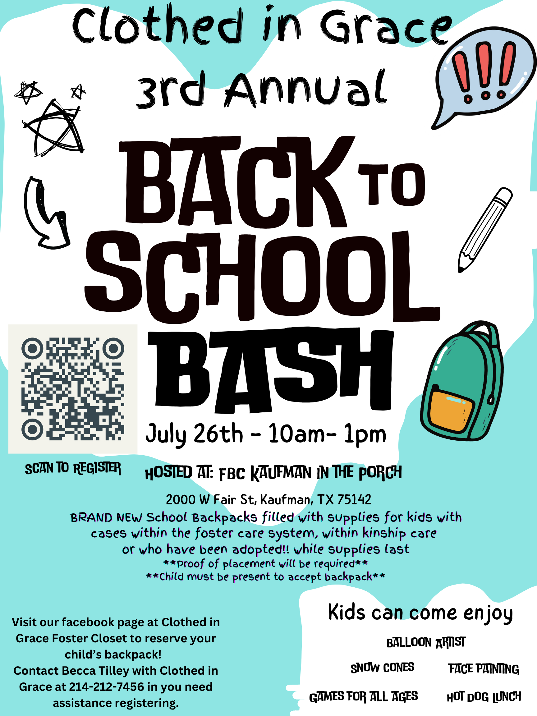 Clothed in Grace Back to School Bash - 4Kids4Families
